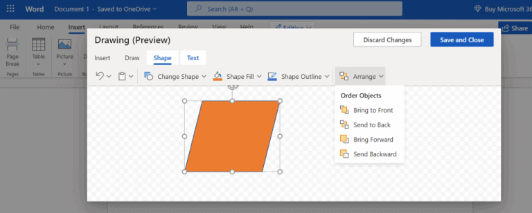How to insert shapes in Microsoft word online? - WordOnlineTips.com